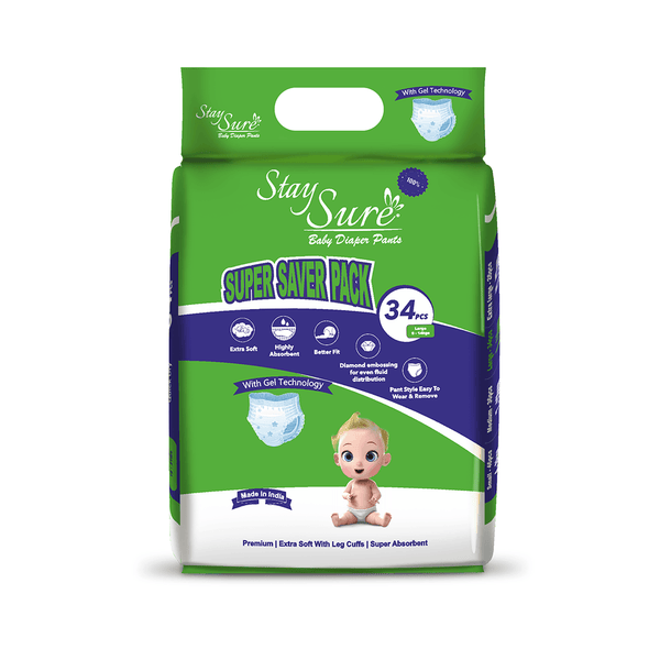 Stay Sure Baby Diaper Large - PACK OF 34 Pcs – staysure.asia
