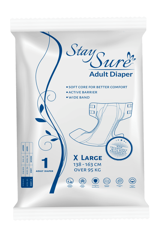 STAY SURE ADULT ABSORBENT DIAPERS WHICH ARE STICKING TYPE EASY TO USE ...